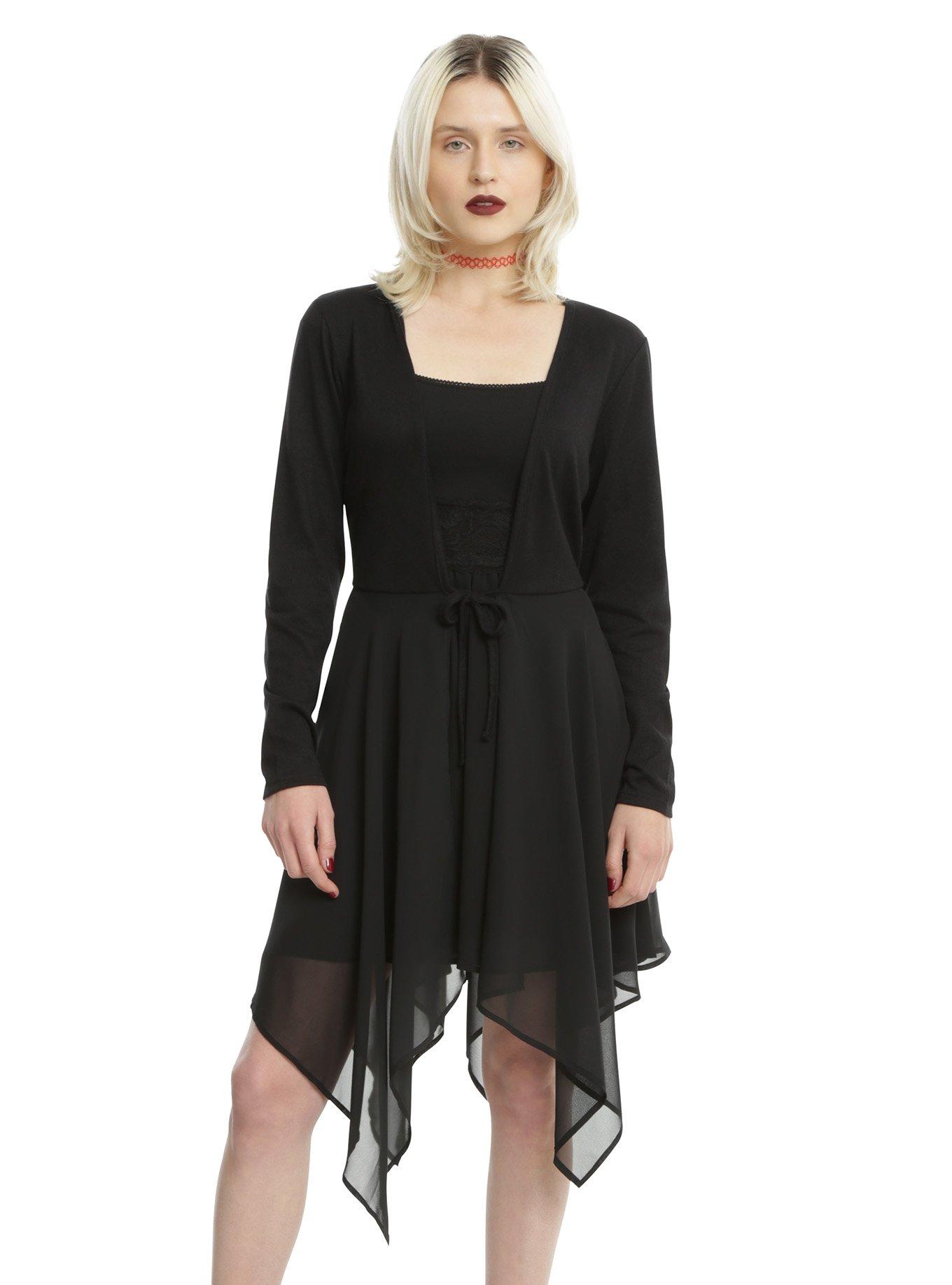 Black Tie Front Girls Drape Cardigan | Hot Topic