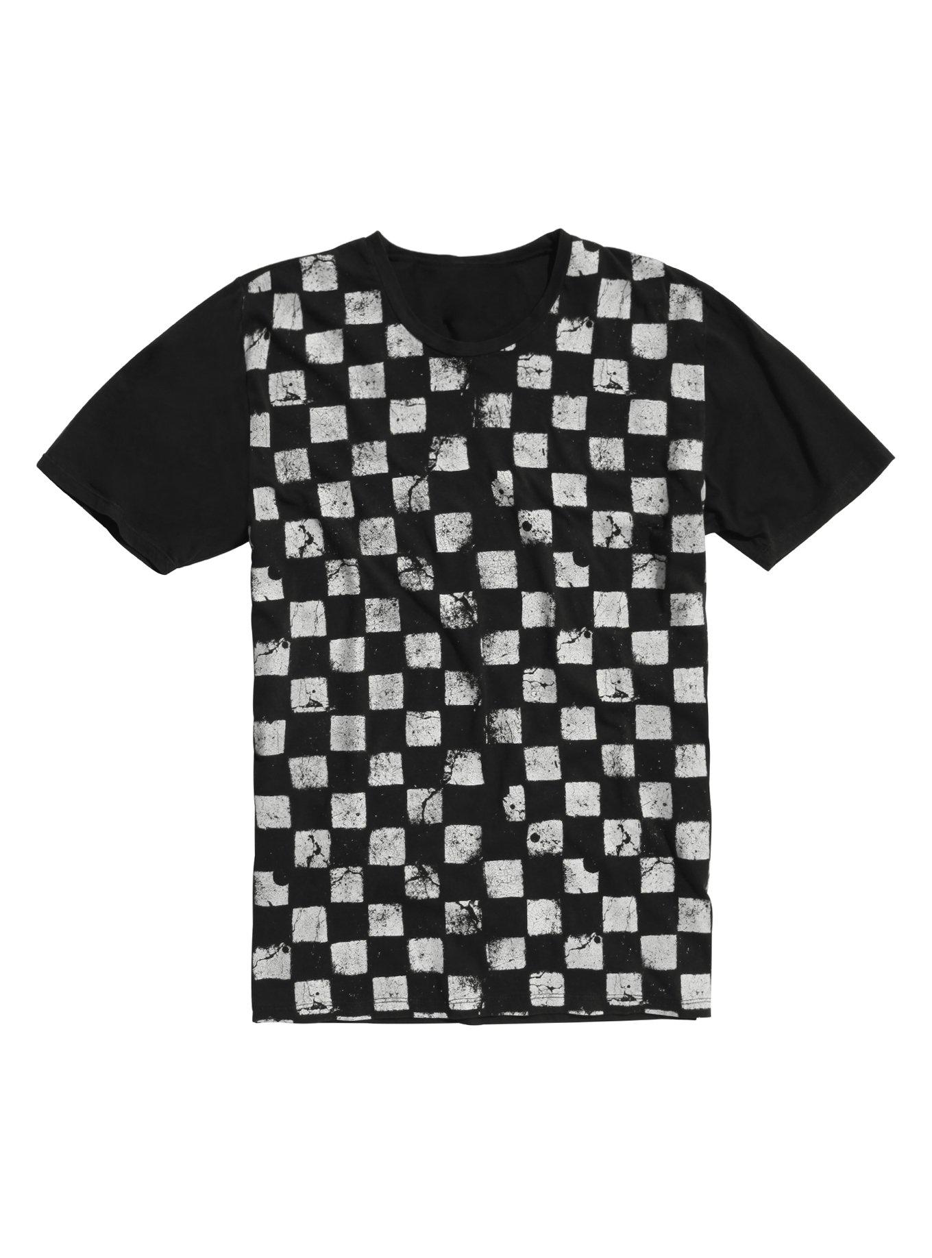 XXX RUDE Black & White Distressed Checker Print T-Shirt | Hot Topic