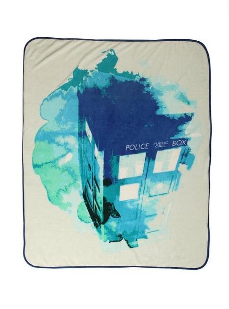Doctor Who TARDIS Watercolor Throw Blanket | Hot Topic