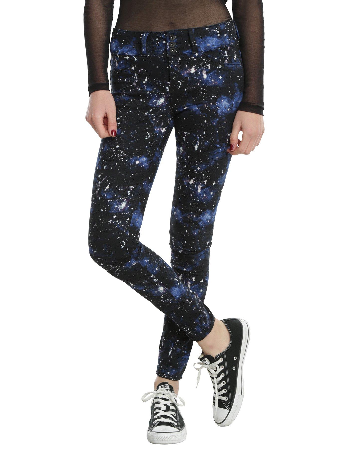 Blackheart Blue Galaxy Print Super Skinny Jeans | Hot Topic