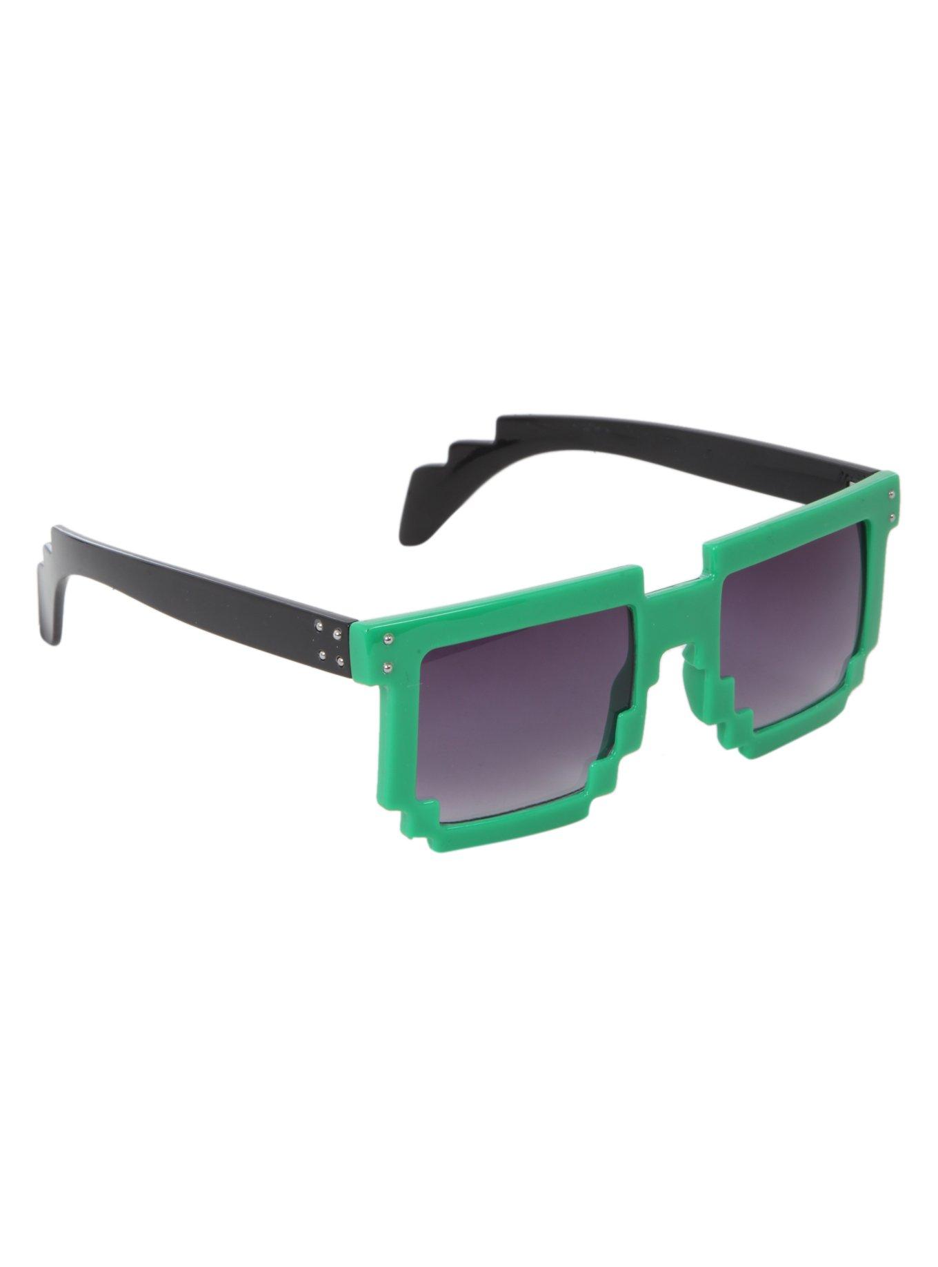 Green Black 8-Bit Sunglasses | Hot Topic