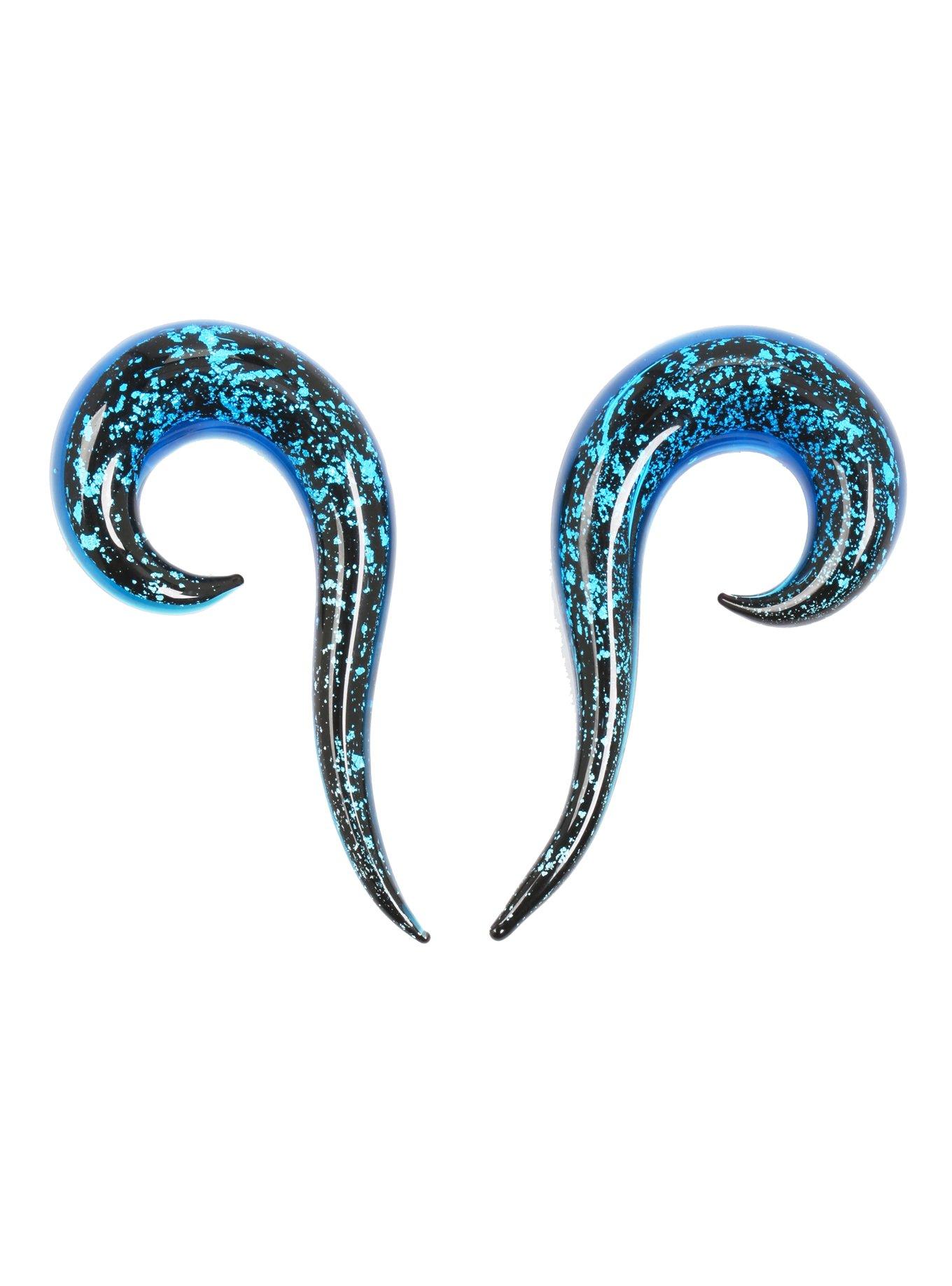 Glass Blue & Black Foil Spiral Pincher 2 Pack | Hot Topic
