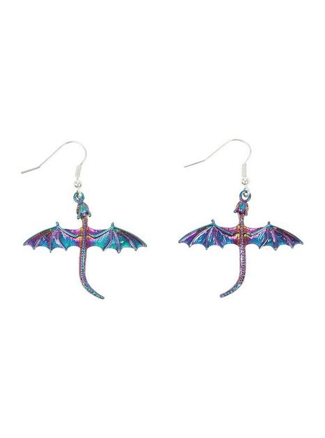 Blackheart Anodized Dragon Drop Earrings | Hot Topic