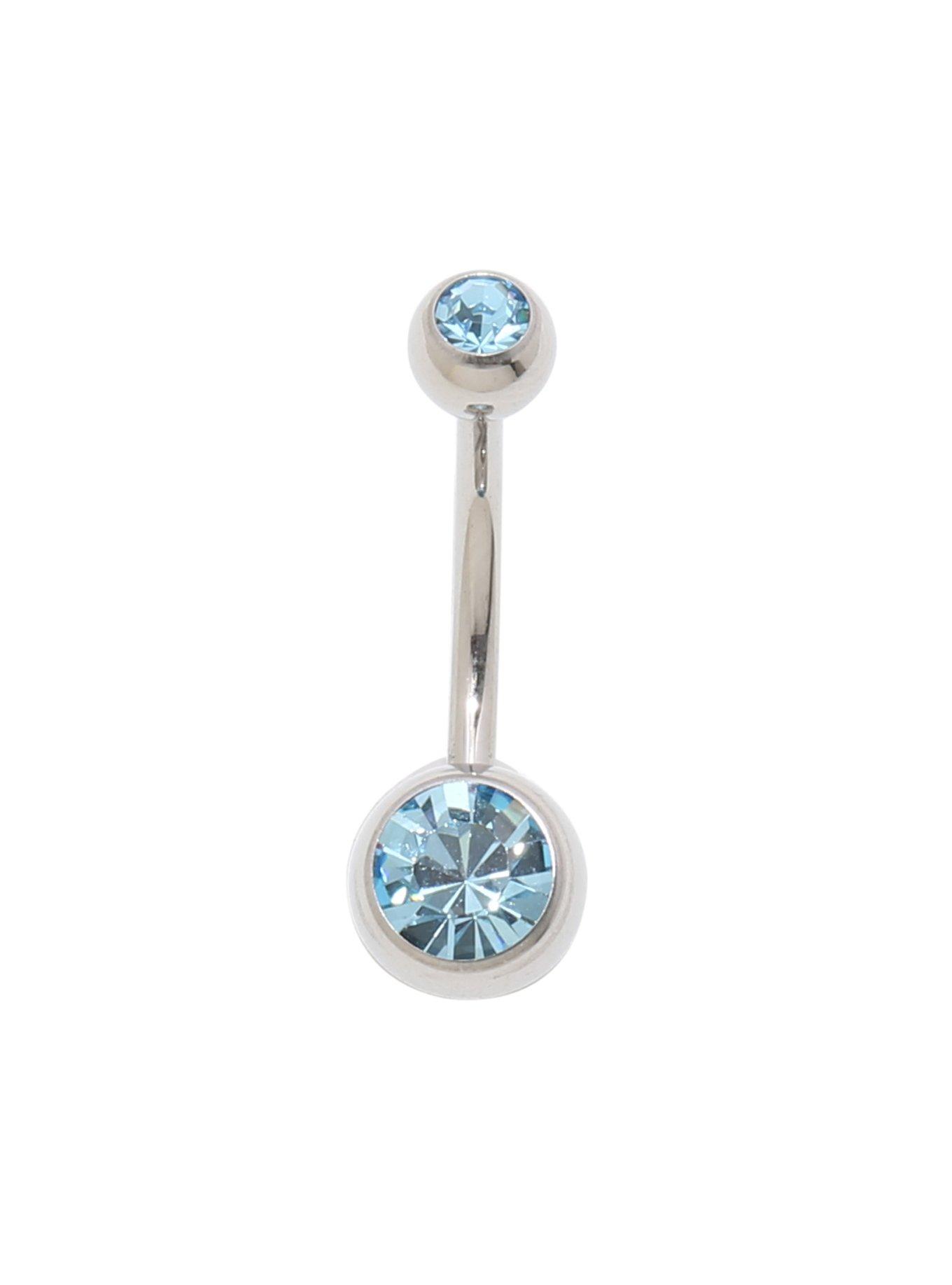 14G Titanium Light Blue CZ Navel Barbell | Hot Topic