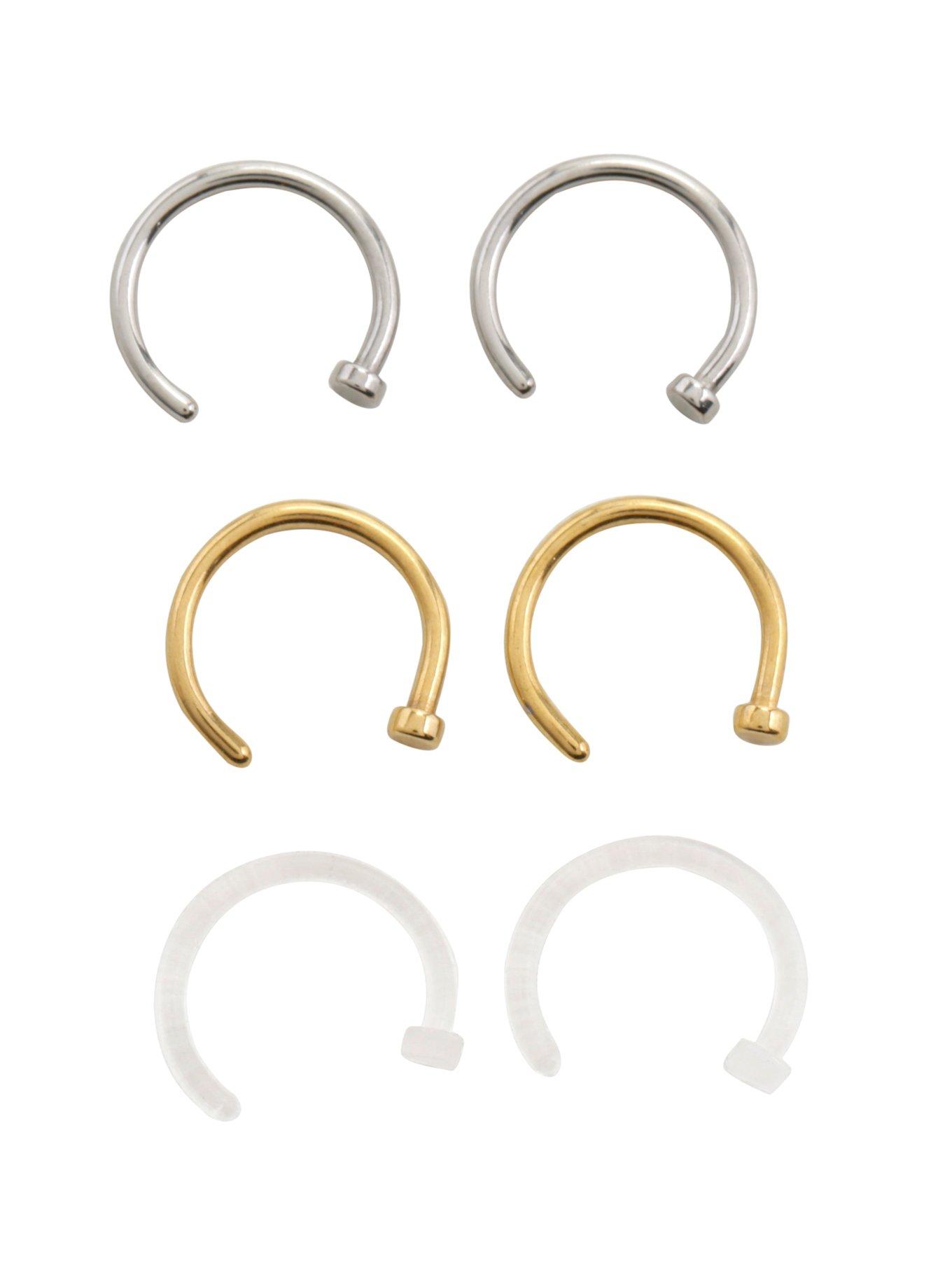 Steel Open Hoops & Retainer 6 Pack | Hot Topic