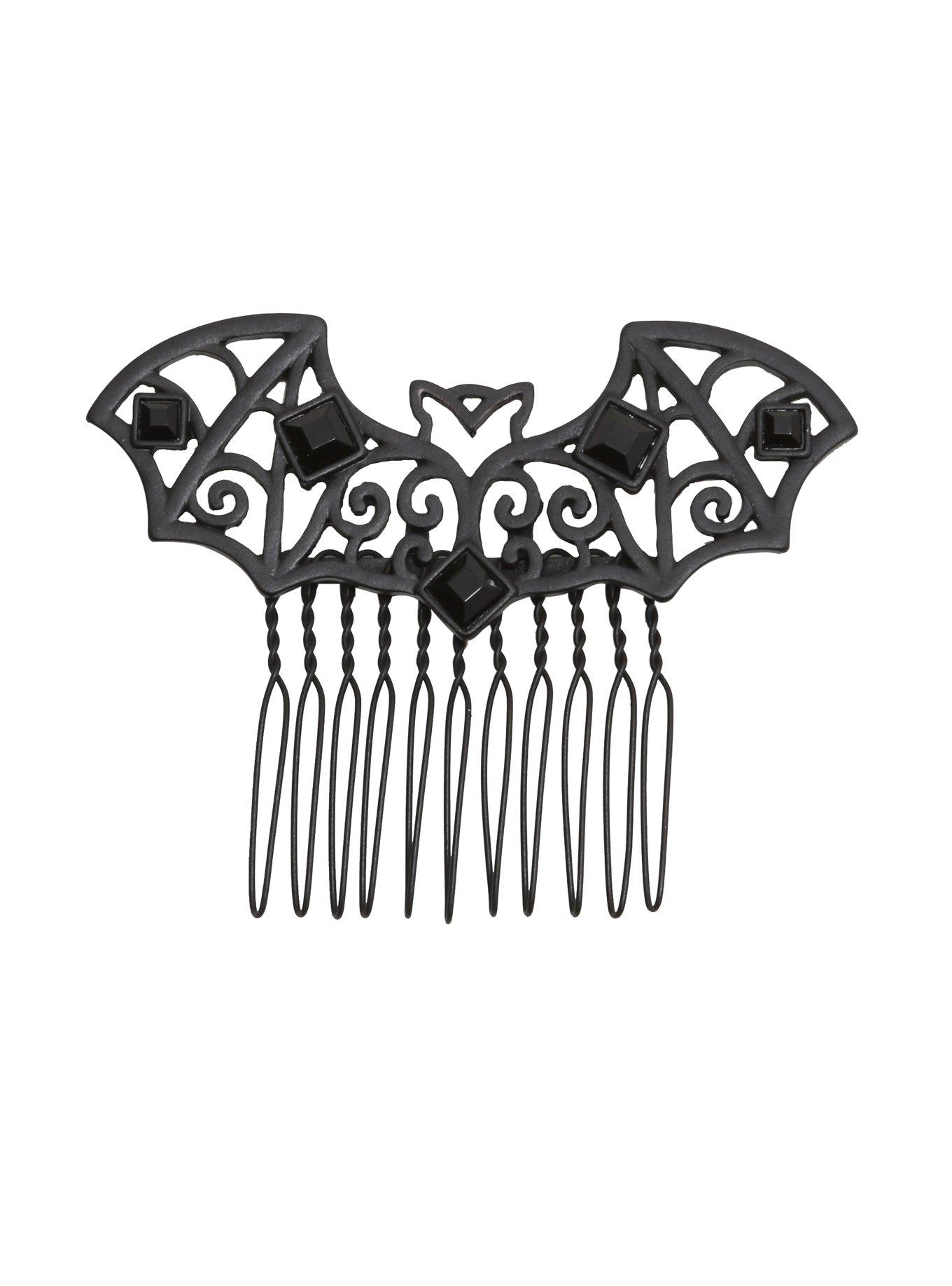 Blackheart Matte Black Bat Hair Comb | Hot Topic