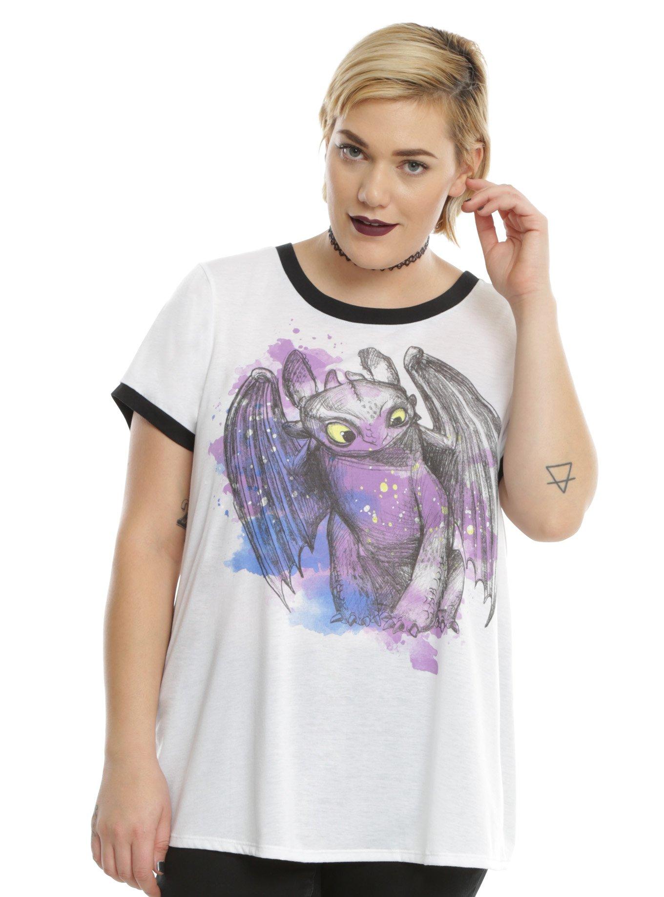 How To Train Your Dragon Toothless Watercolor Girls Ringer T-Shirt Plus ...