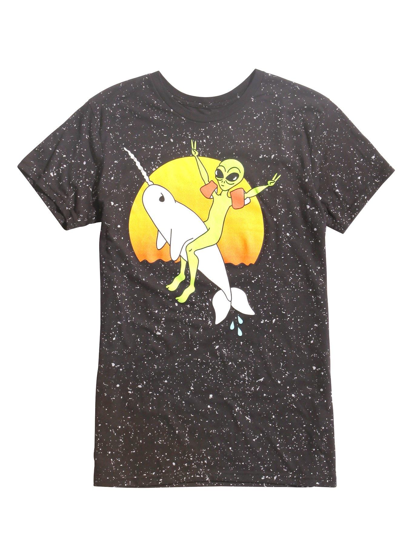 Alien Riding Narwhal T-Shirt | Hot Topic