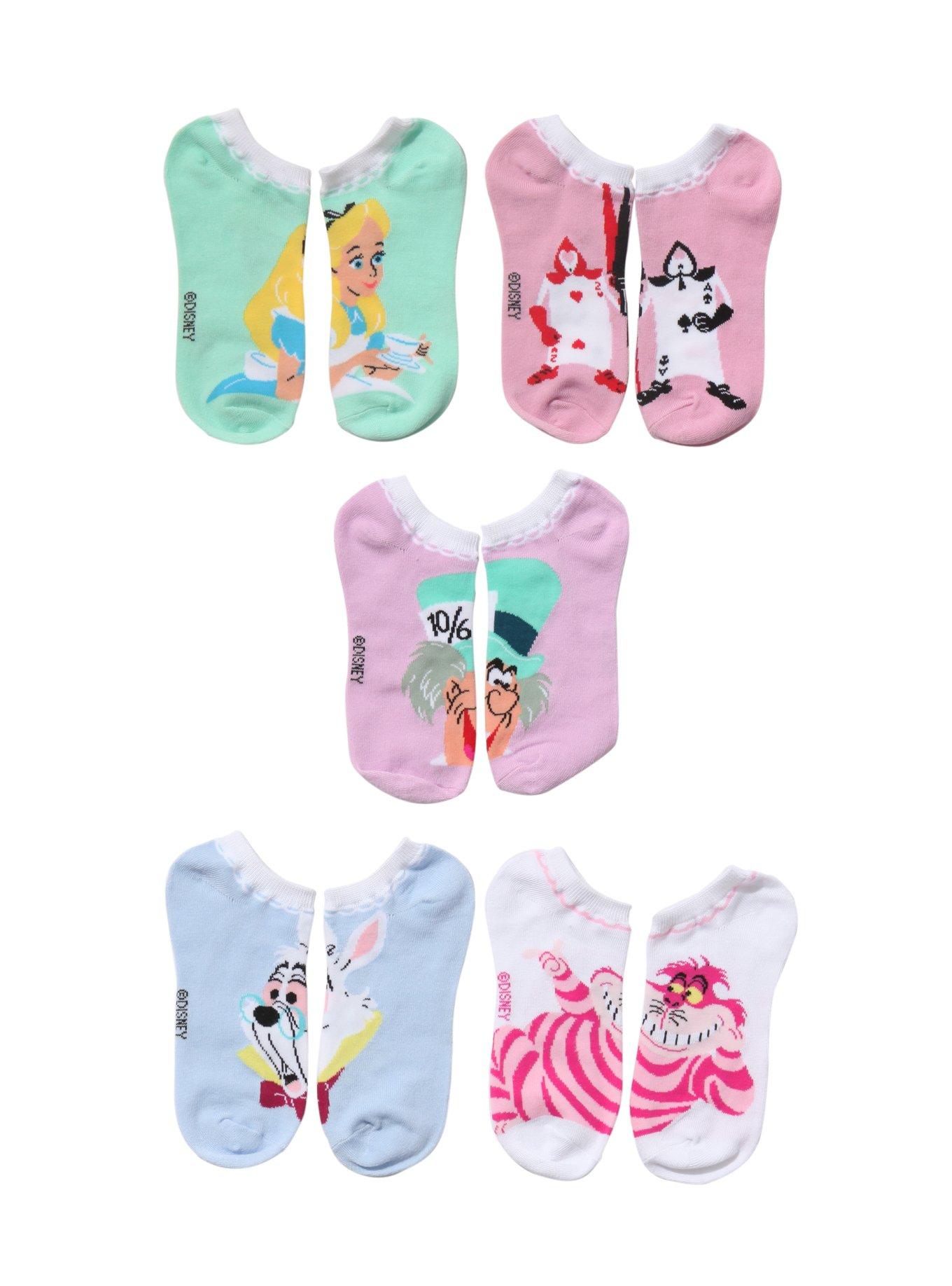 Disney Alice In Wonderland Pastel No-Show Socks 5 Pair | Hot Topic