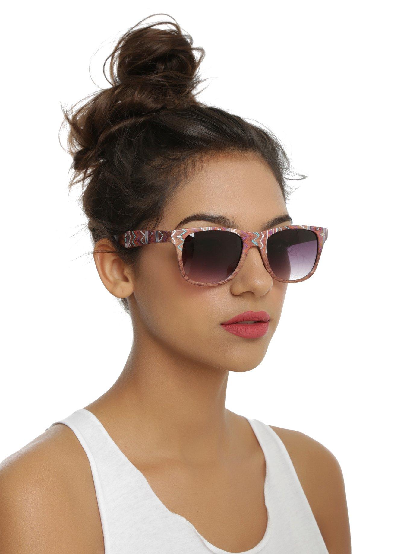 Brown Wood Geometric Retro Sunglasses | Hot Topic