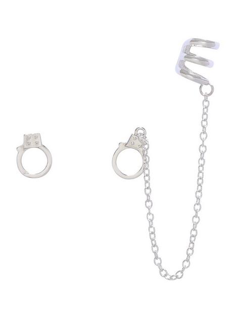 Blackheart Handcuff Cuff Earrings | Hot Topic