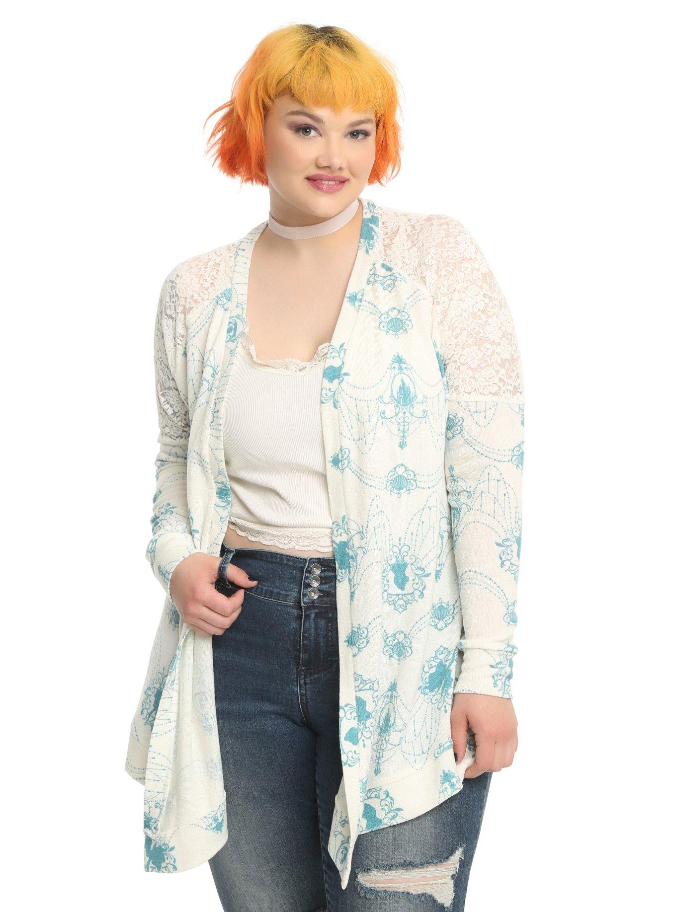 Disney The Little Mermaid Lace Back Girls Flyaway Cardigan Plus Size ...