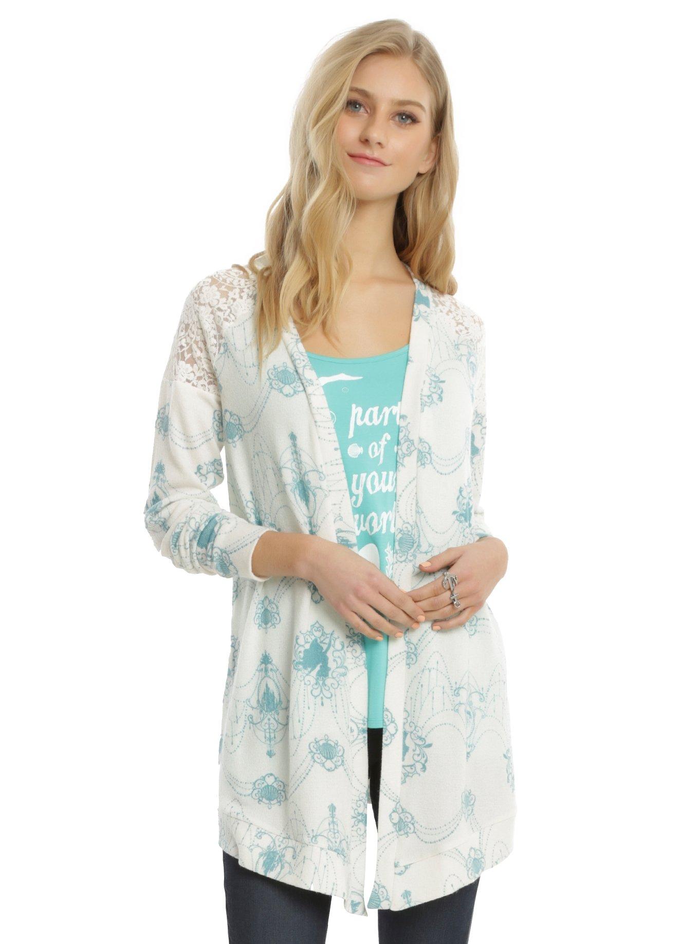 Disney The Little Mermaid Lace Back Girls Flyaway Cardigan | Hot Topic