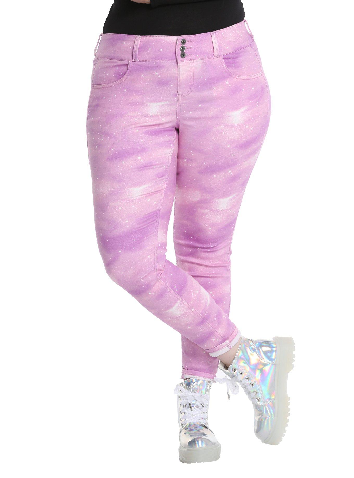 Blackheart Pastel Pink Galaxy Print Super Skinny Jeans Plus Size | Hot ...