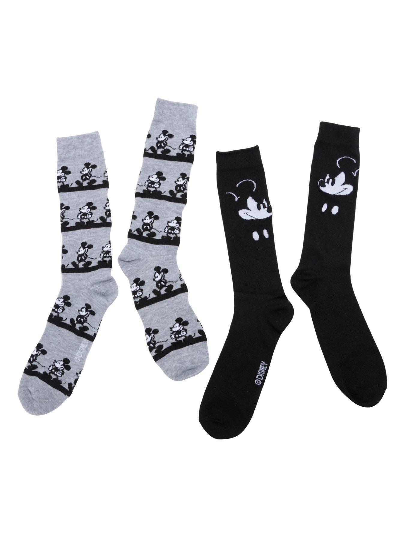 Disney Mickey Mouse Black & Grey Crew Socks 2 Pair | Hot Topic