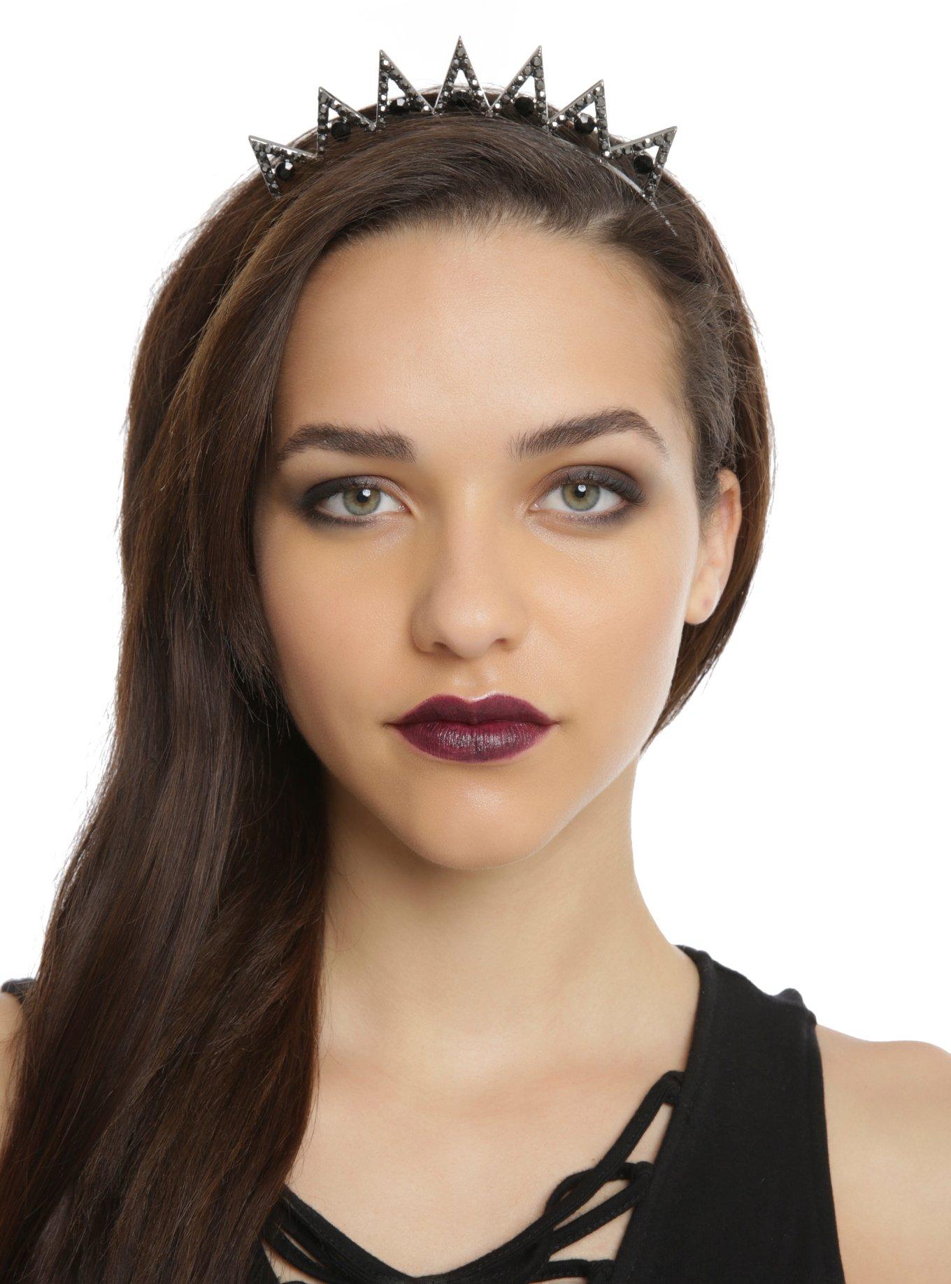 Hematite & Black Stone Pointed Tiara Headband | Hot Topic