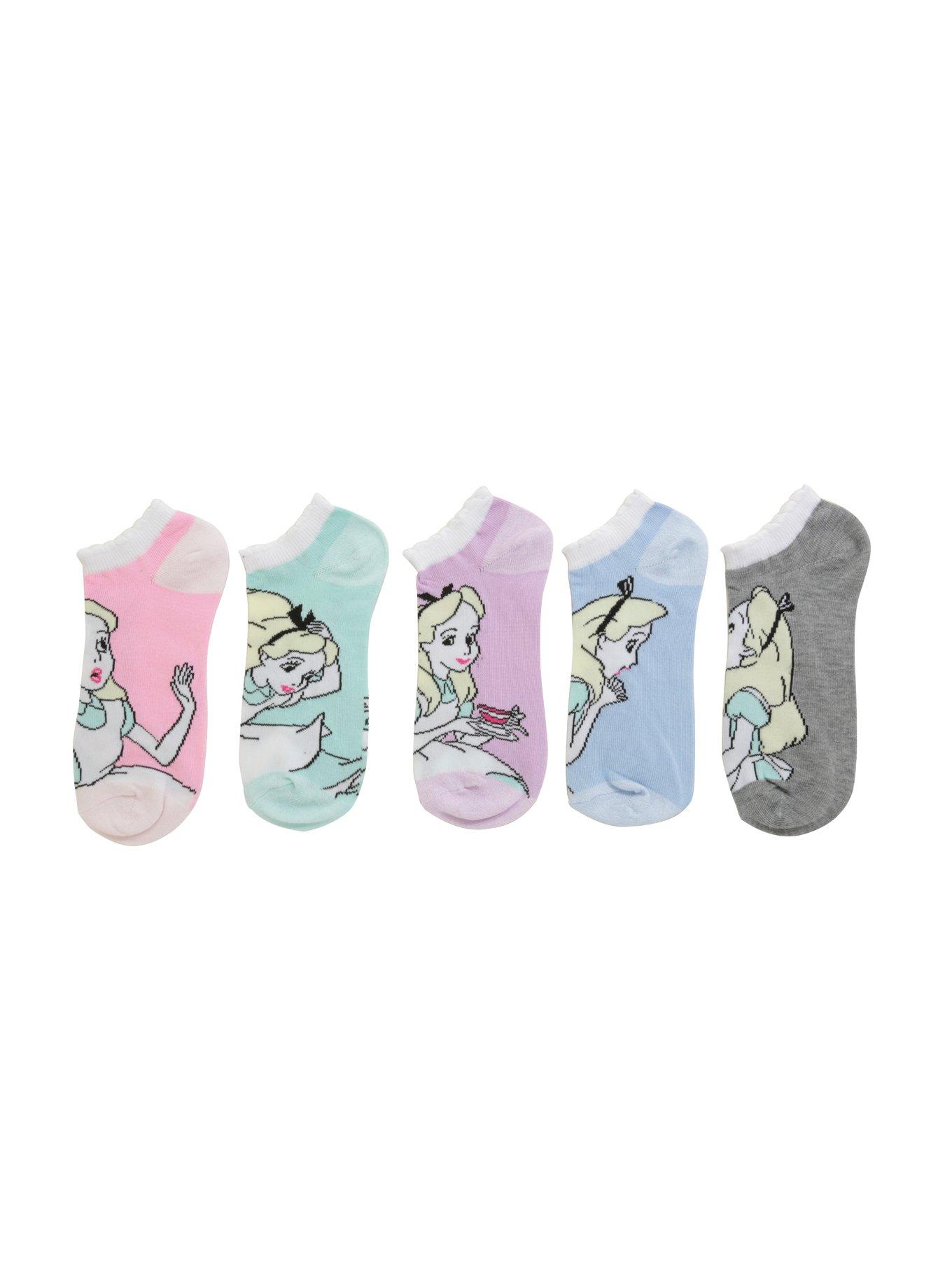 Disney Alice In Wonderland Alice Reactions No-Show Socks 5 Pack | Hot Topic
