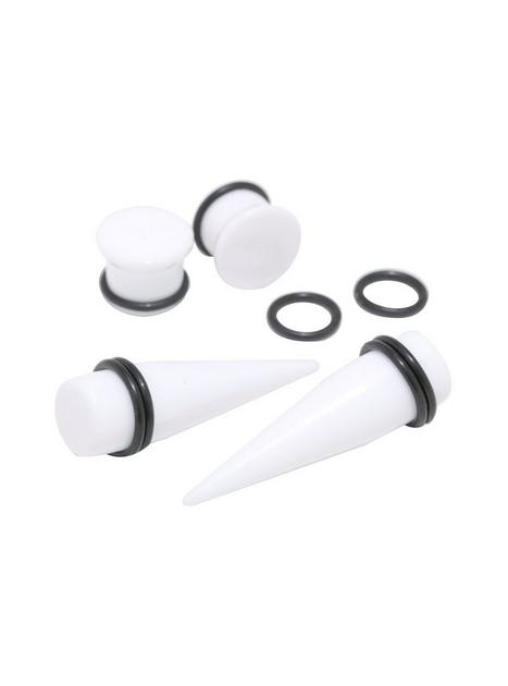 Acrylic White Taper & Plug 4 Pack | Hot Topic