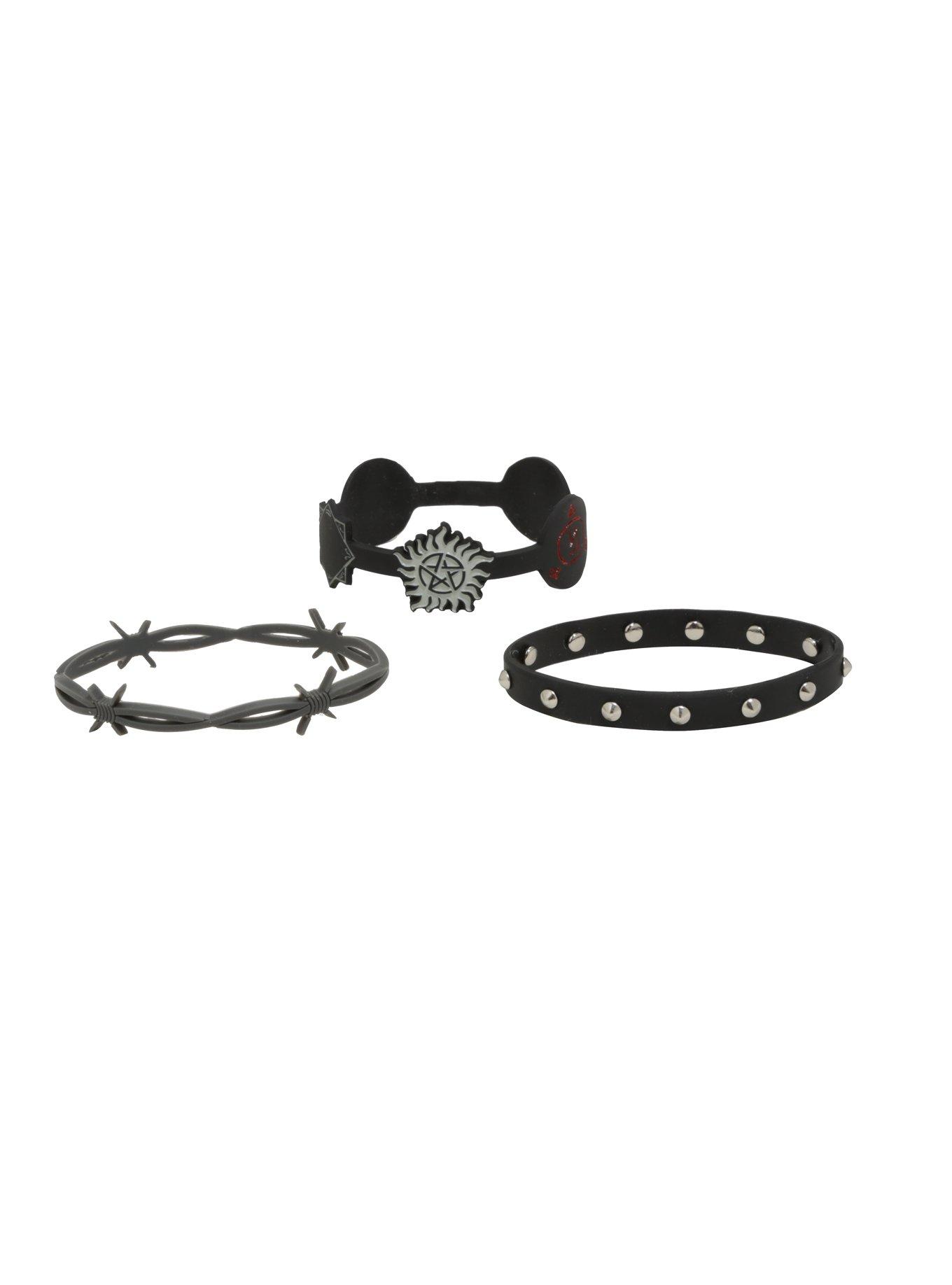Supernatural Die-Cut & Stud Rubber Bracelet Set | Hot Topic