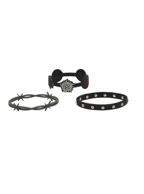 Supernatural Die-Cut & Stud Rubber Bracelet Set | Hot Topic