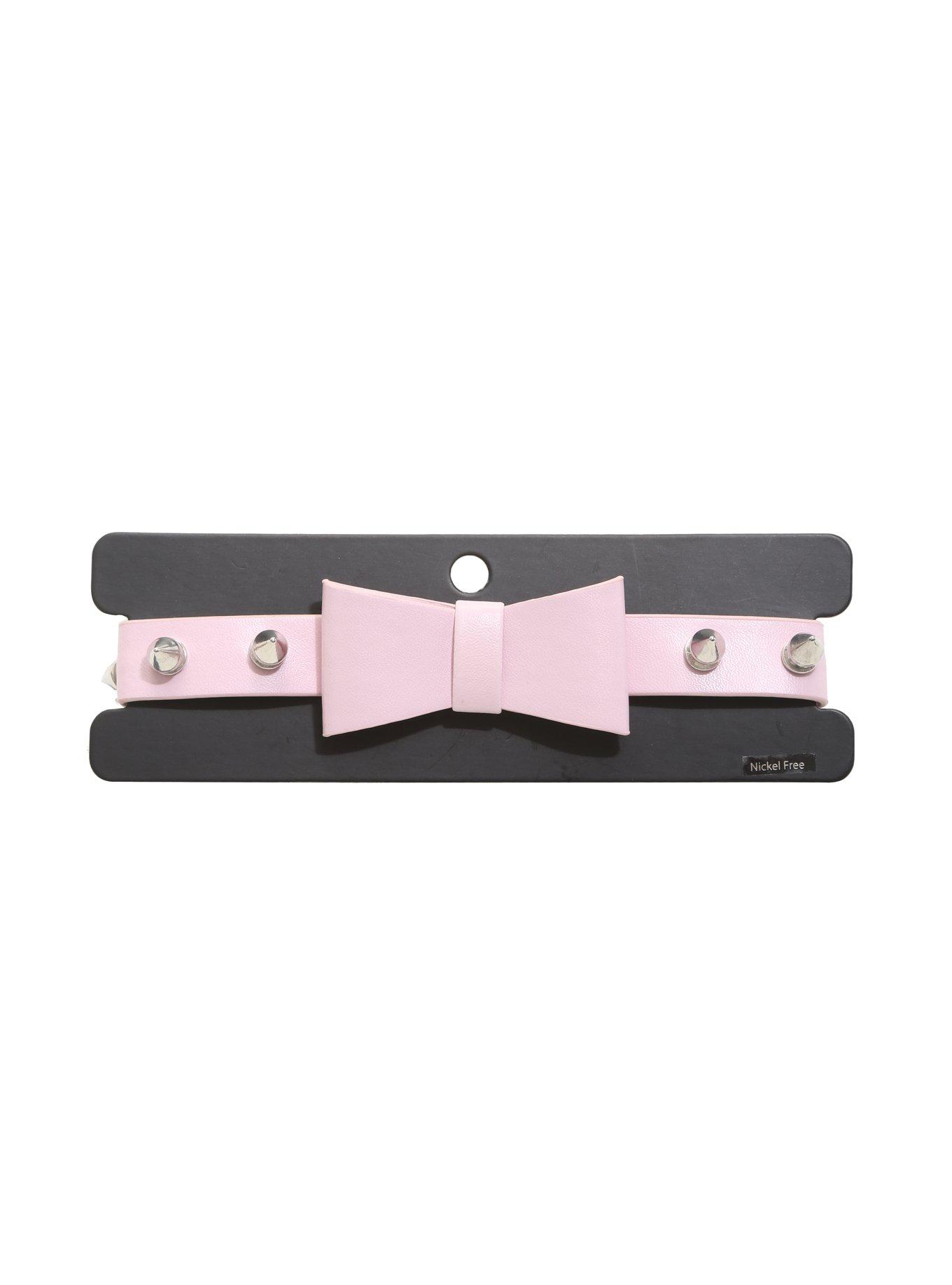 Blackheart Pink Faux Leather Spiked Choker | Hot Topic