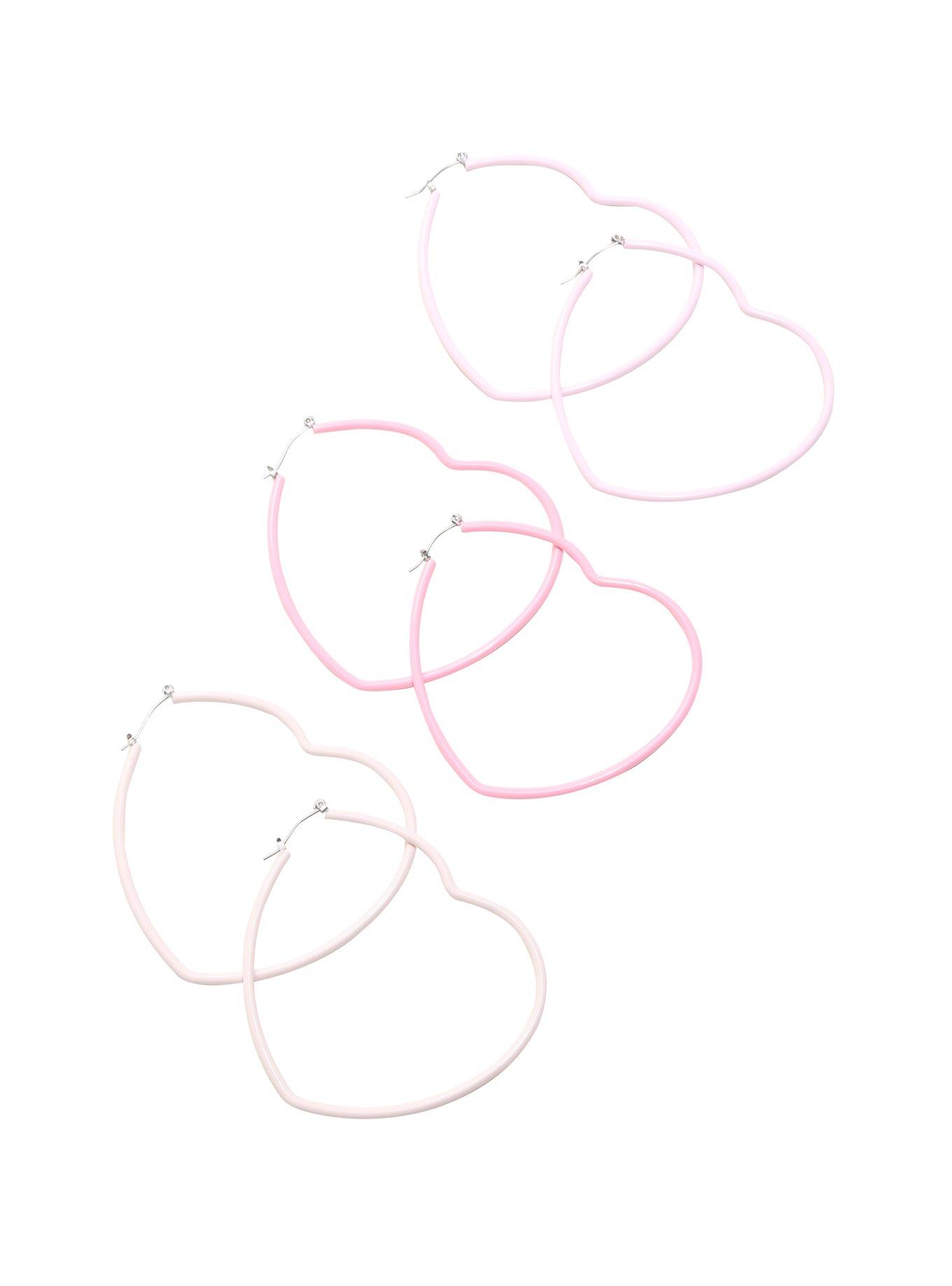 Blackheart Pastel Pink Heart Hoop Set | Hot Topic