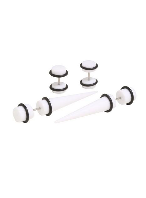White Faux Taper & Plug 4 Pack | Hot Topic