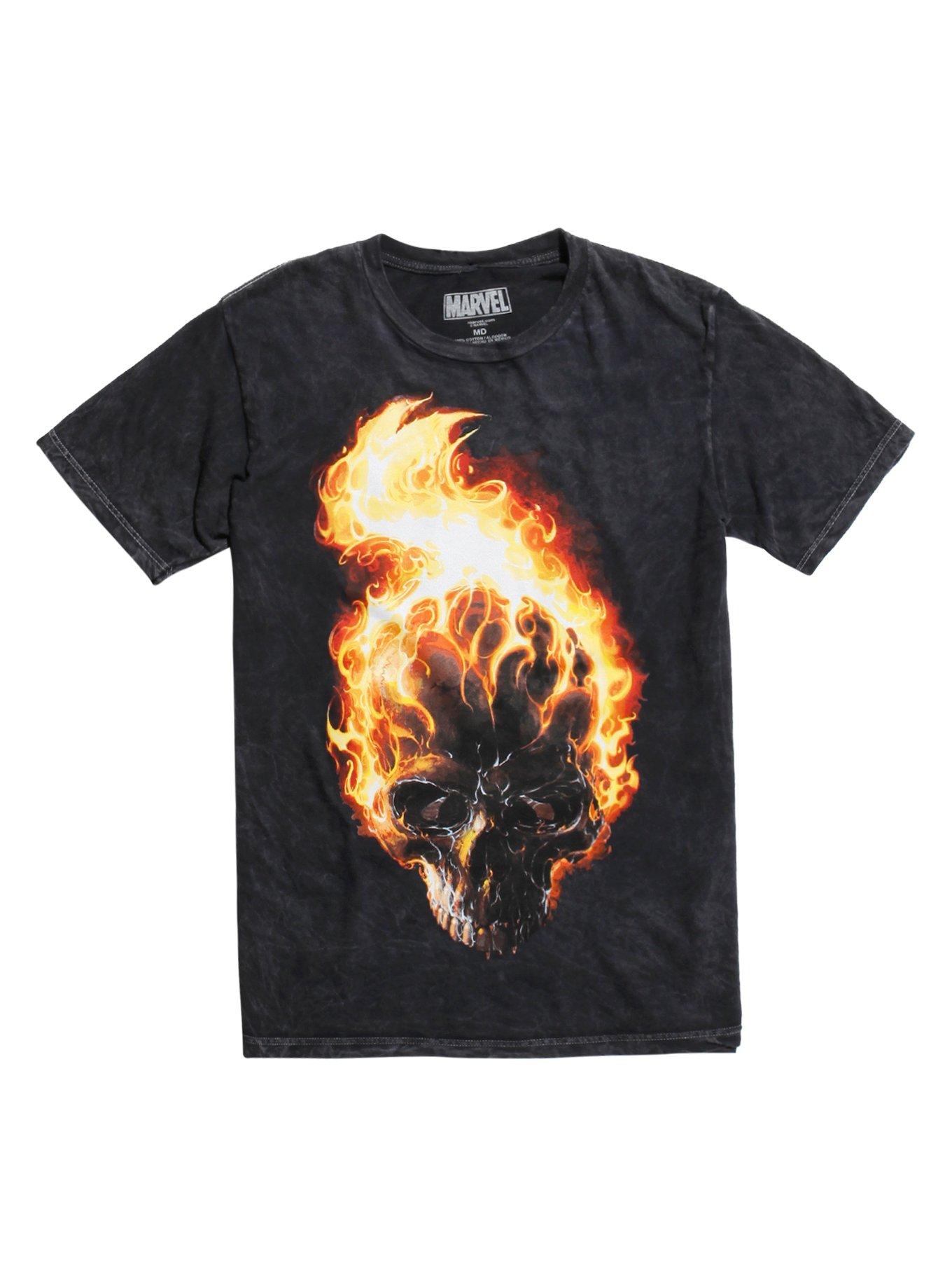 Marvel Ghost Rider Skull Mineral Wash T-Shirt | Hot Topic