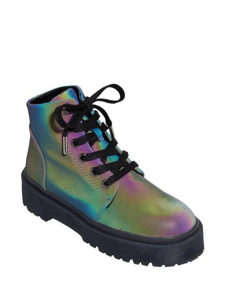 YRU Reflective Platform Shot Combat Boots | Hot Topic
