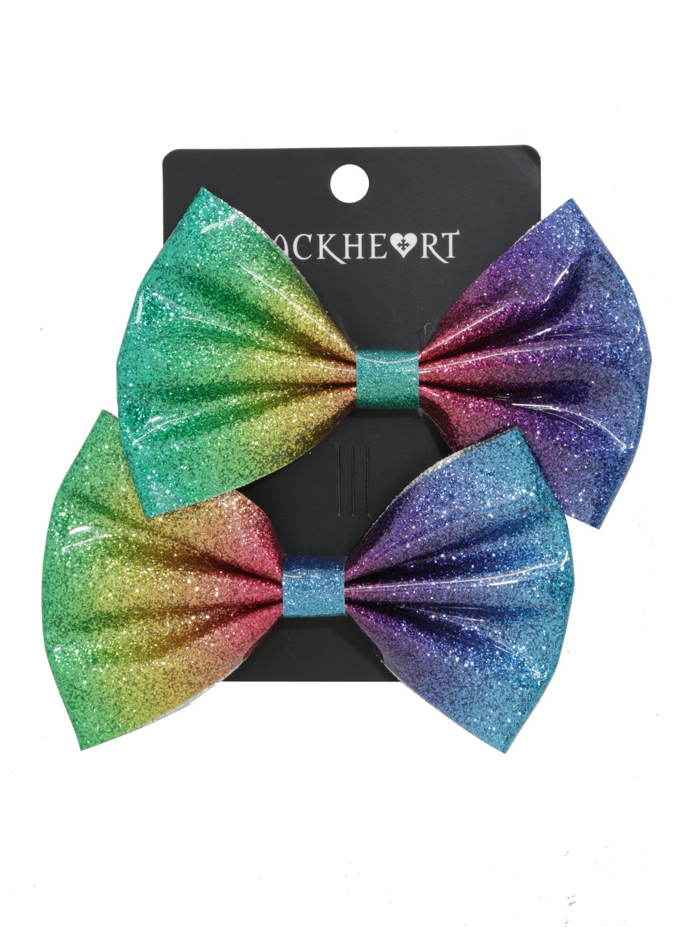Blackheart Vinyl Rainbow Hair Bow Set | Hot Topic