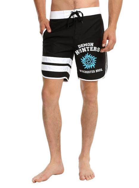 Supernatural Black Swim Trunks | Hot Topic