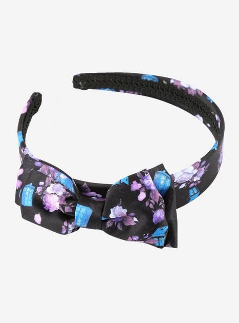 Doctor Who Floral TARDIS Print Bow Headband | Hot Topic