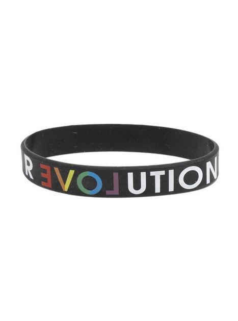Love Revolution Rainbow Rubber Bracelet | Hot Topic