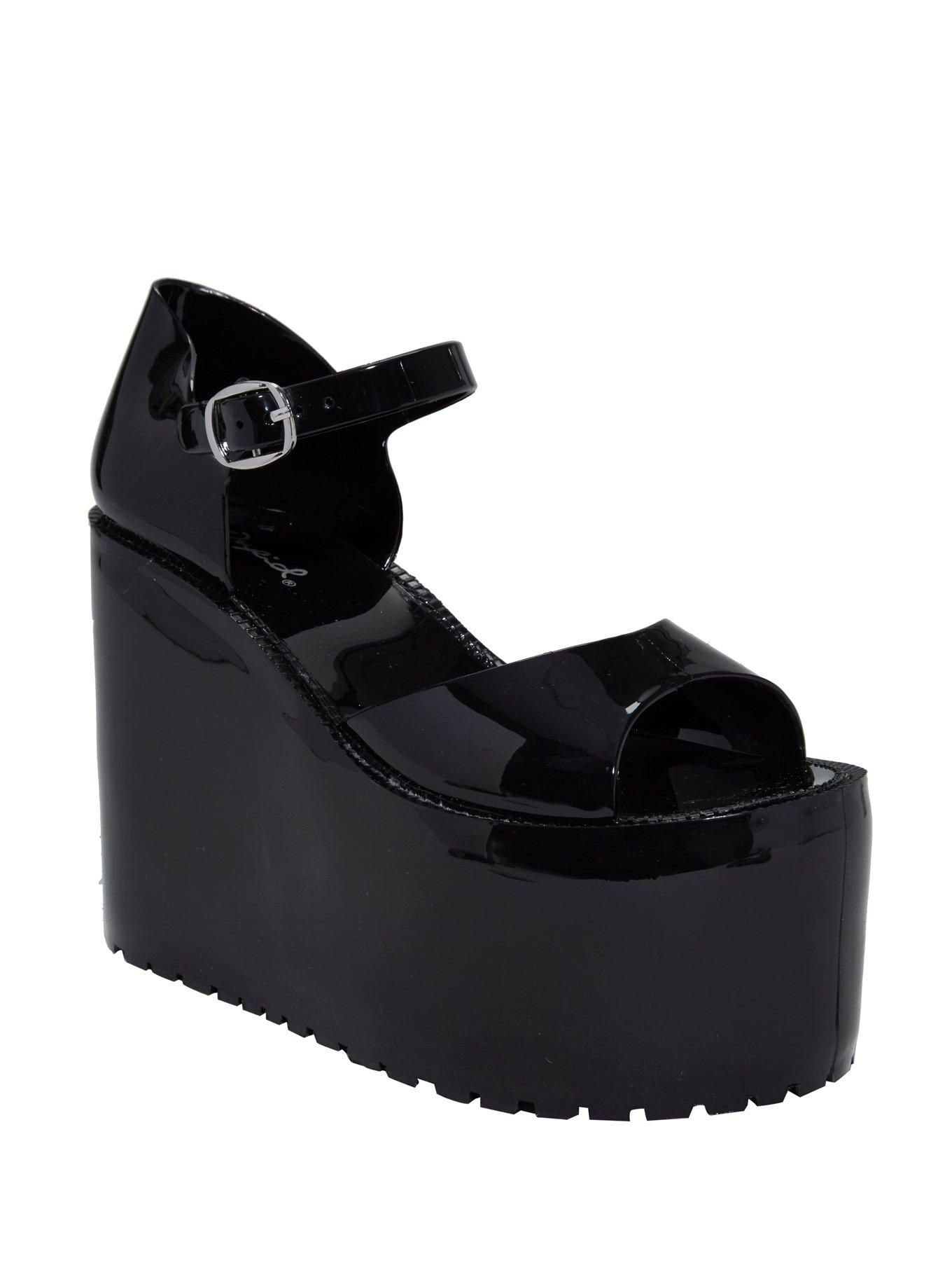 Black Jelly Platform Sandals | Hot Topic