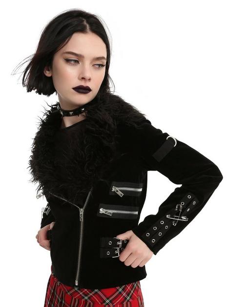 Tripp Black Faux Fur Zipper Girls Jacket | Hot Topic
