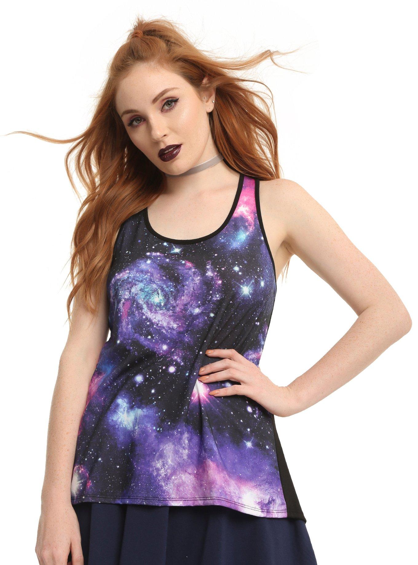 Galaxy Split Back Girls Tank Top | Hot Topic