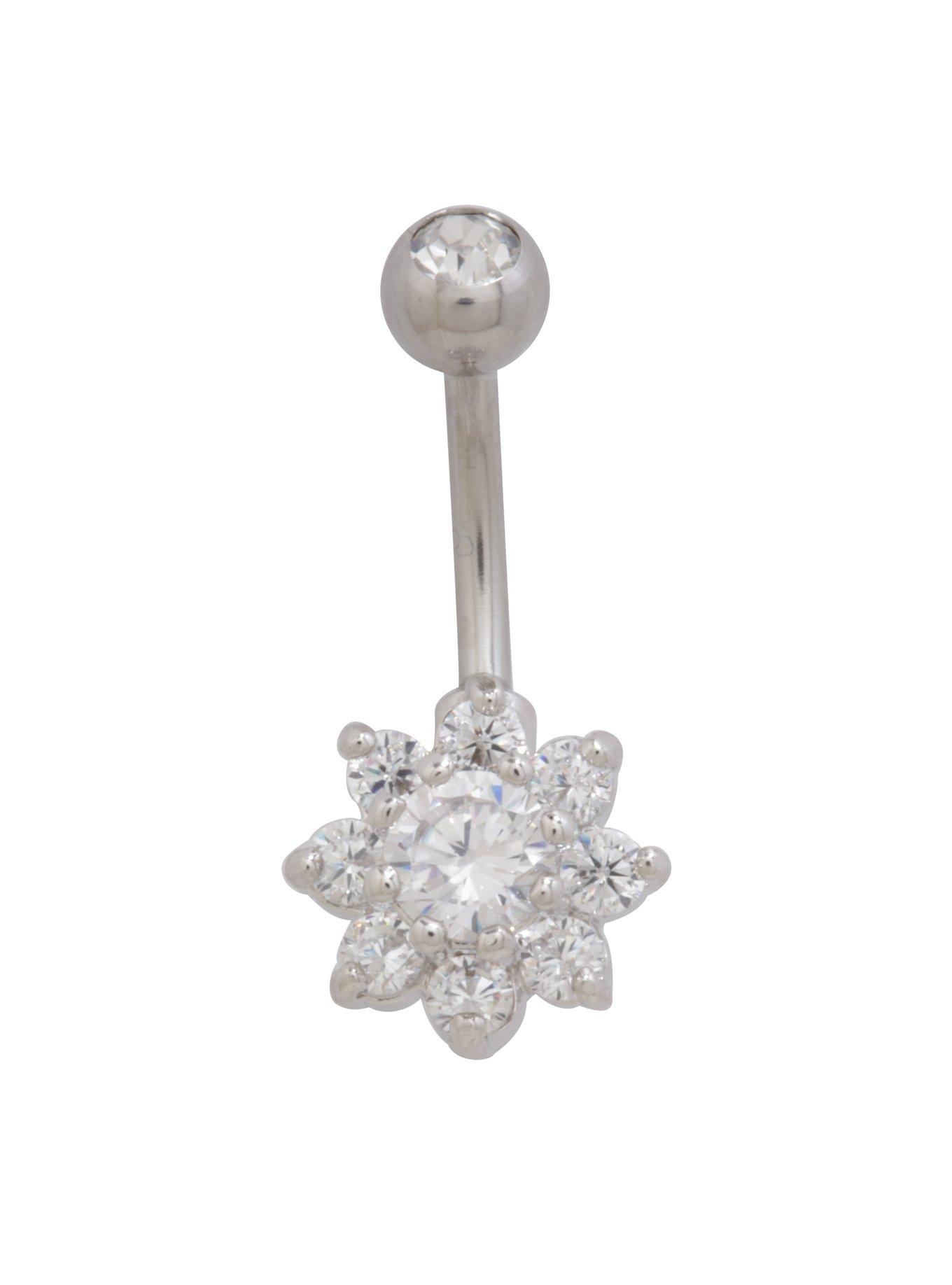 14G CZ 8 Point Flower Navel Barbell | Hot Topic