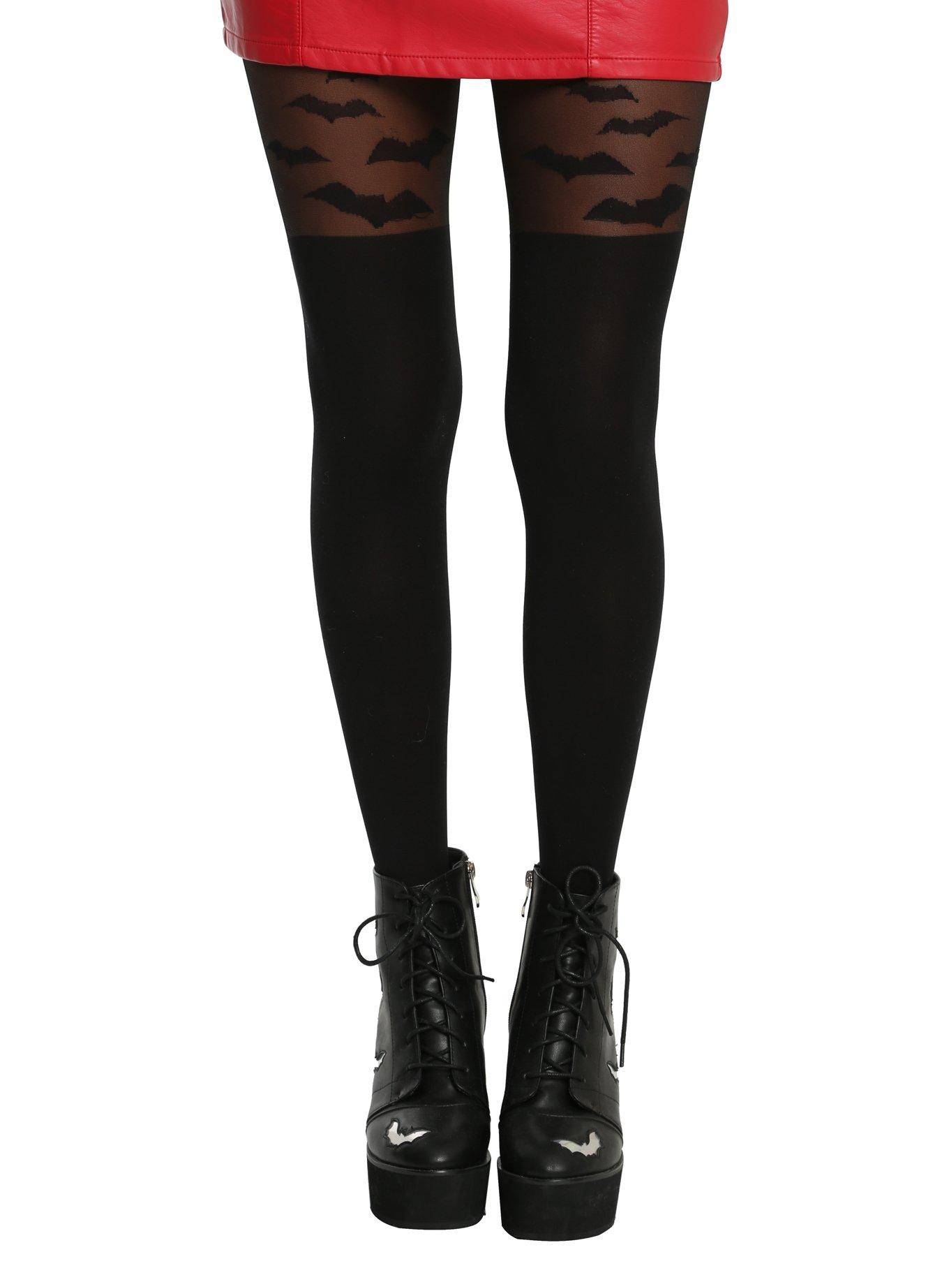 Blackheart Flying Bats Faux Thigh High Tights | Hot Topic