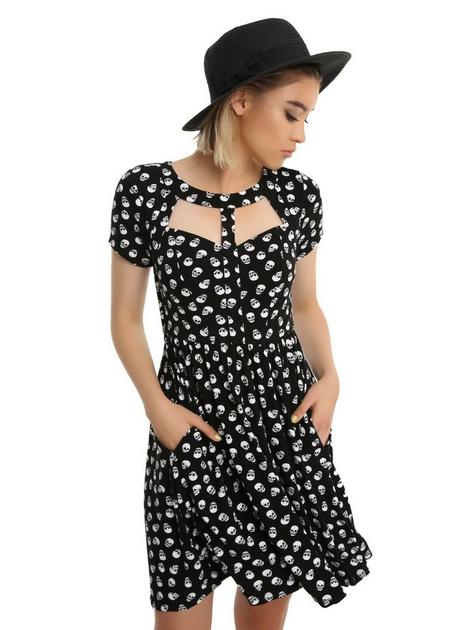 Black & White Skull Cutout Mesh Dress | Hot Topic