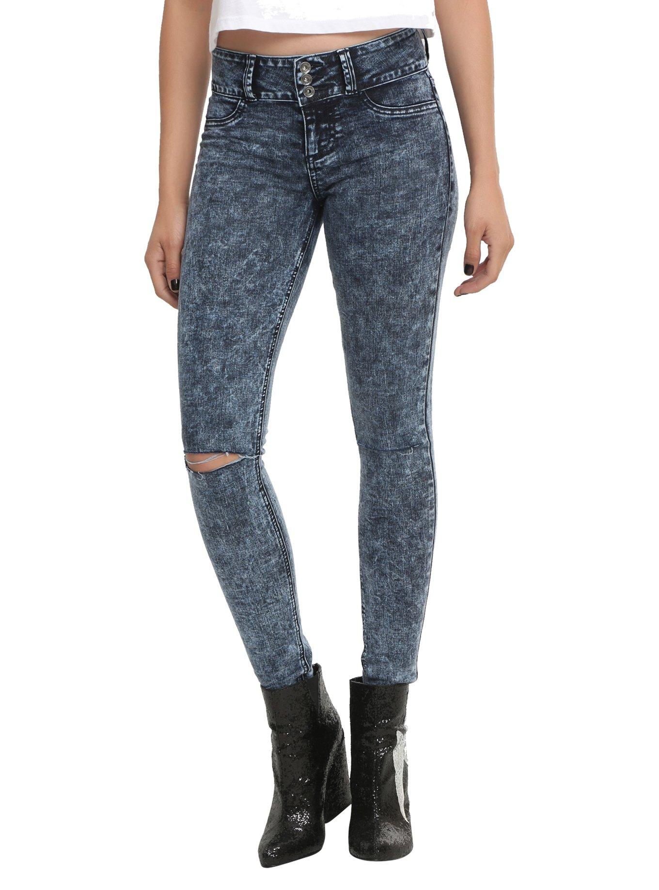 Blackheart Indigo Acid Wash Super Skinny Jeans | Hot Topic