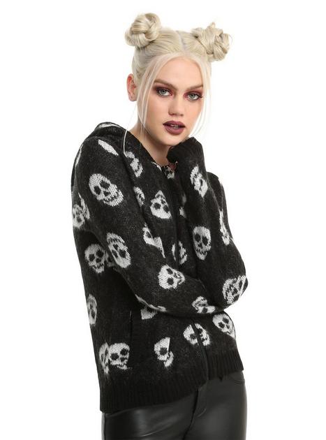 Skull Girls Hooded Sherpa Sweater | Hot Topic