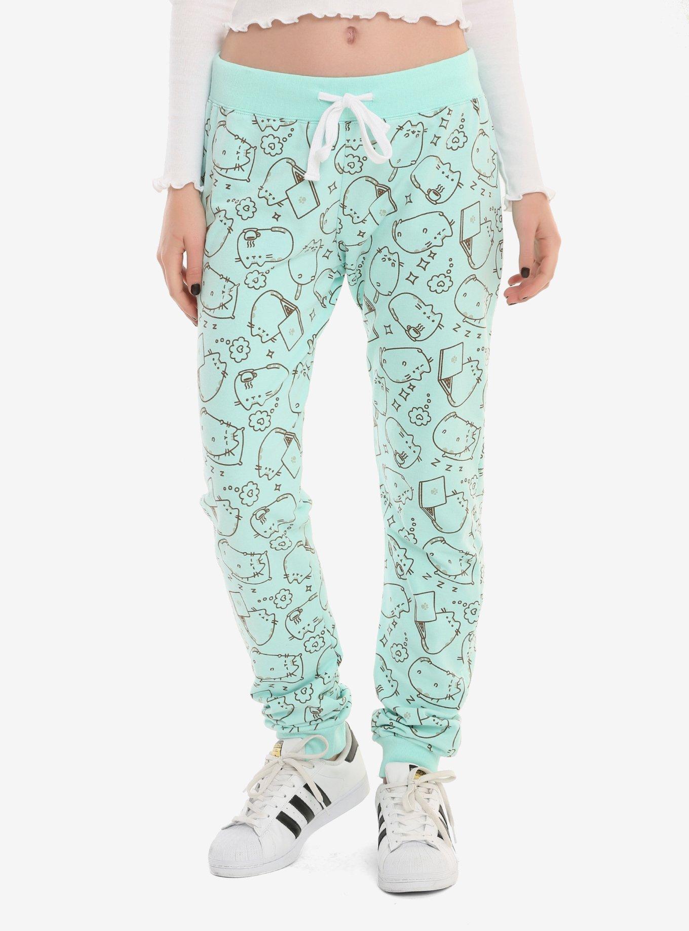 Pusheen Mint Tossed Print Girls Jogger Pants | Hot Topic