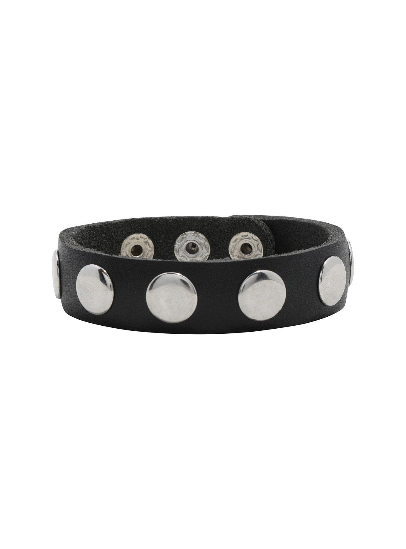 Black Single Row Round Stud Cuff | Hot Topic