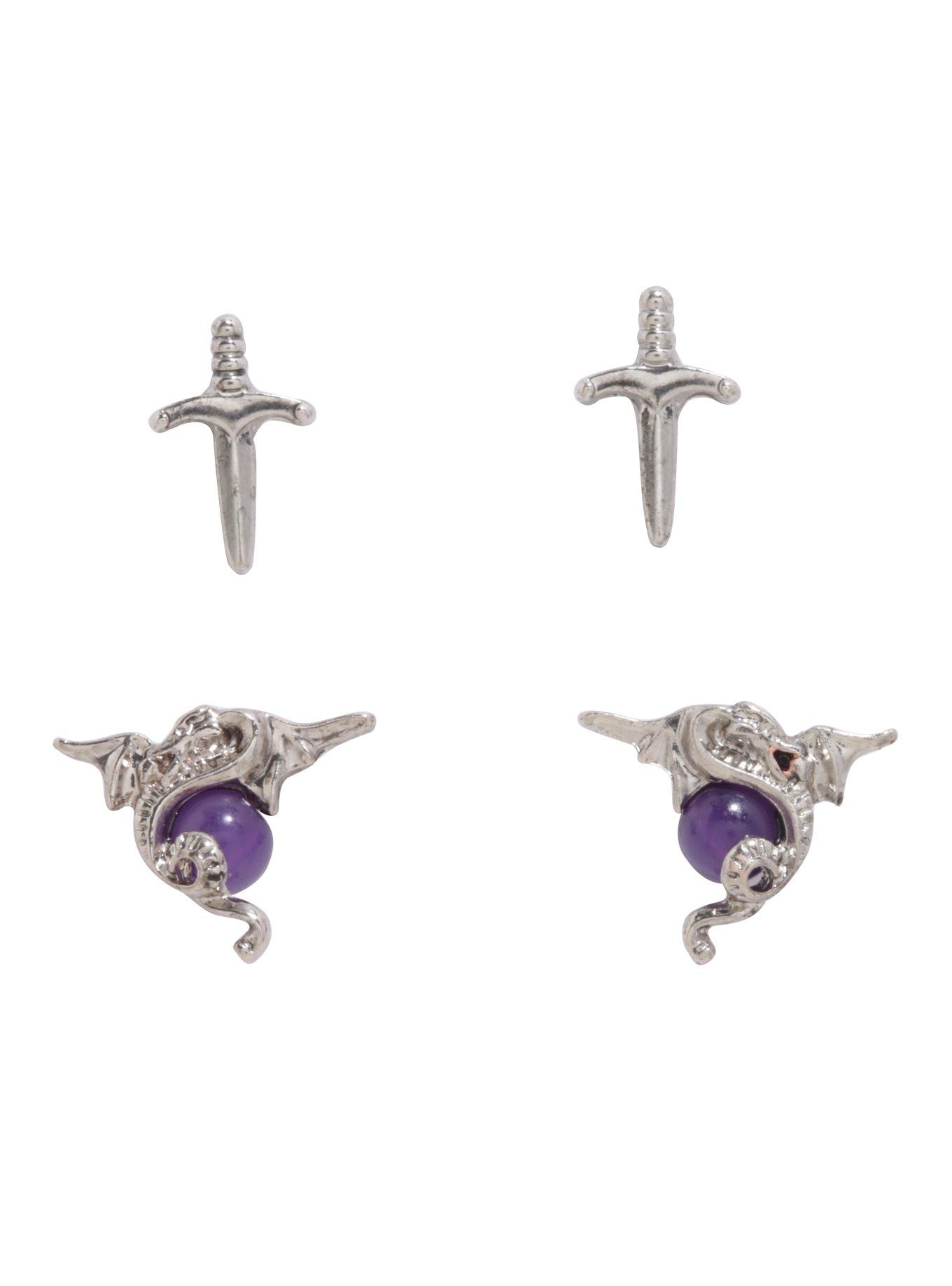 I Came To Slay Dragon & Sword Earrings Set | Hot Topic