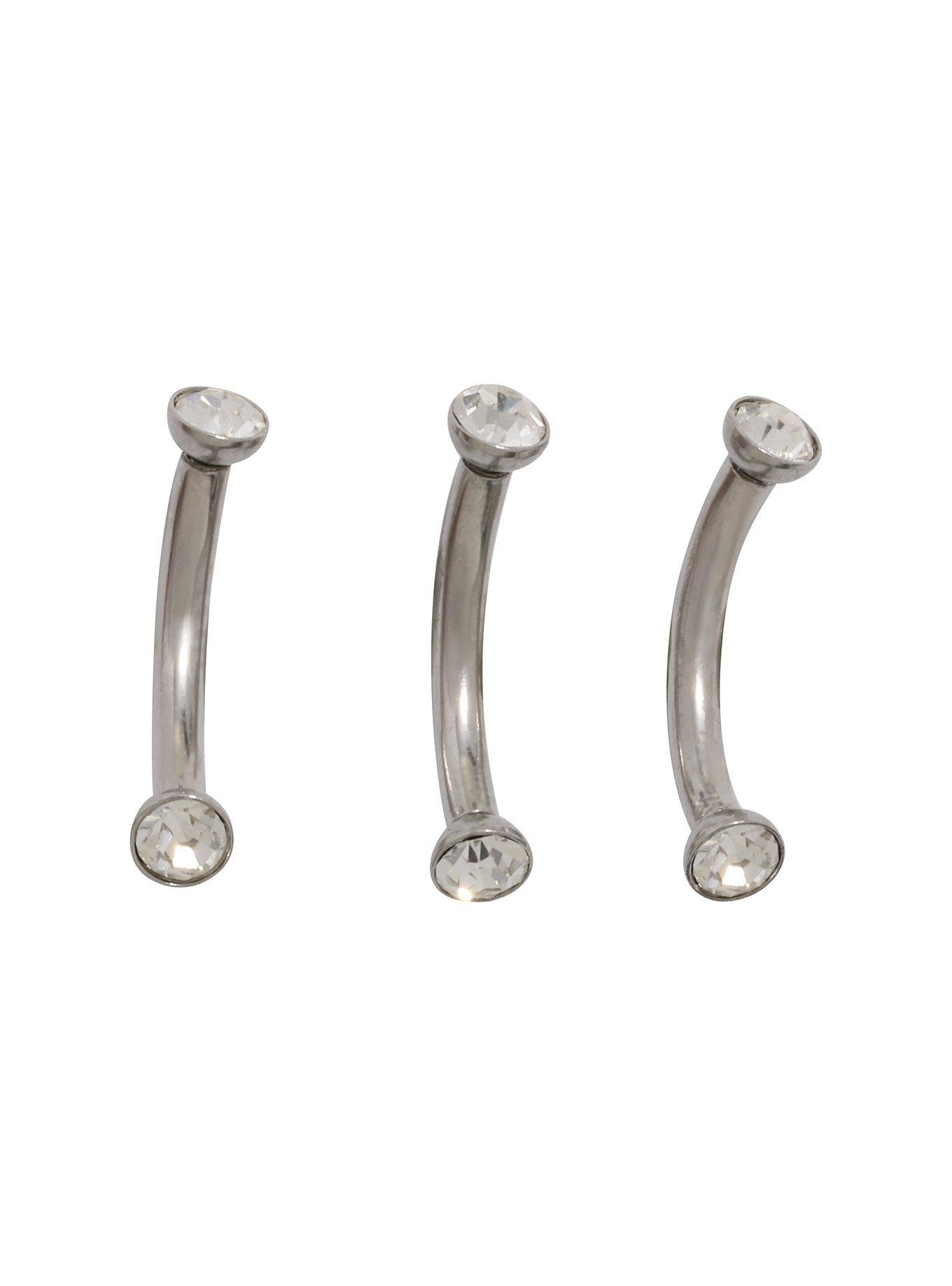 Steel Clear CZ Vertical Labret Barbell 3 Pack | Hot Topic
