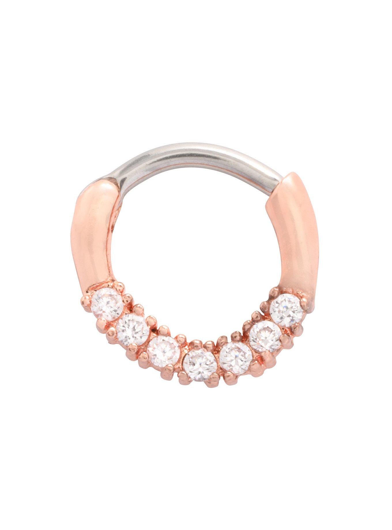 Rose Gold & Mini CZ Septum Clicker | Hot Topic