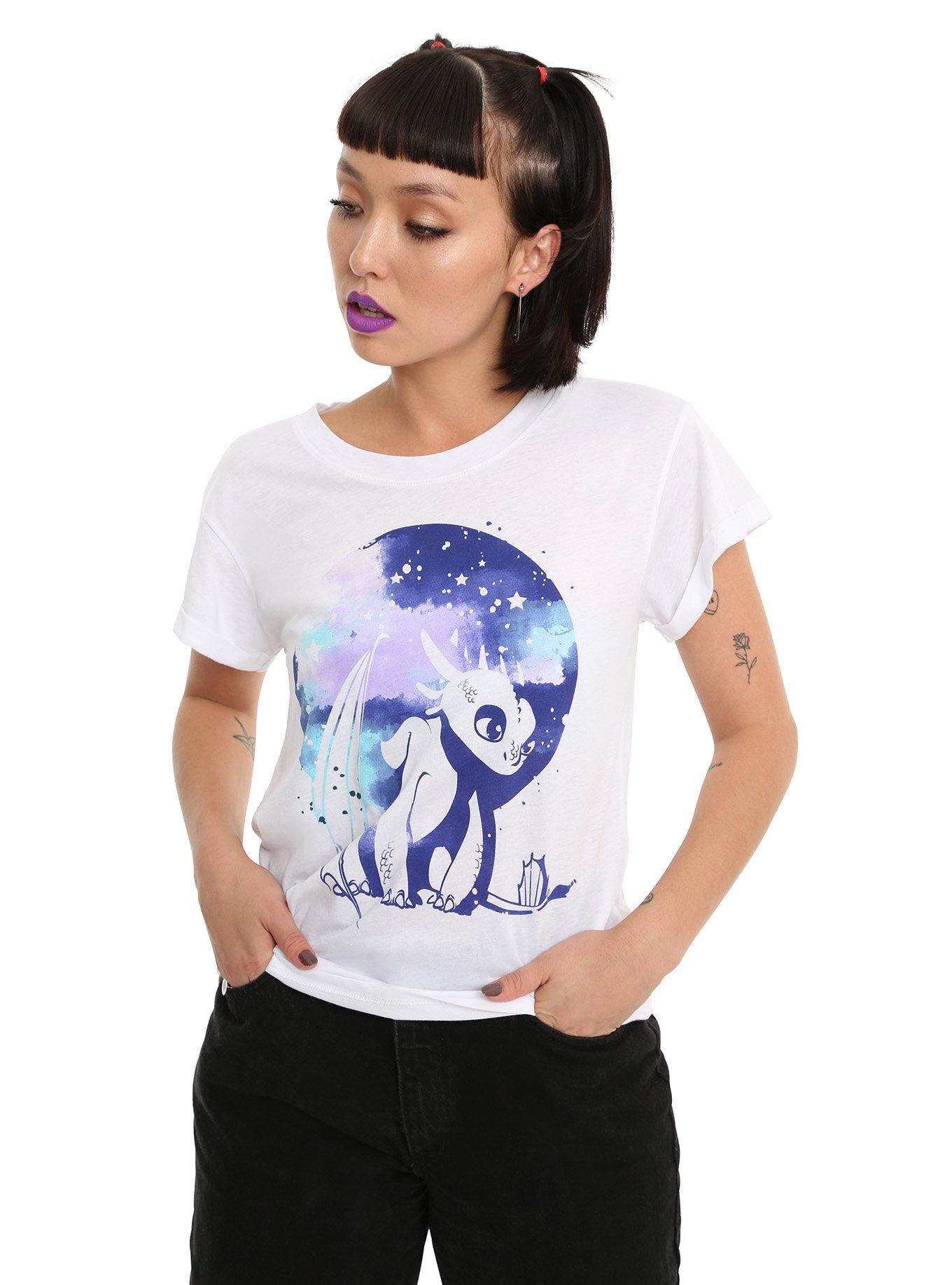 How To Train Your Dragon Toothless Silhouette Roll Cuff Girls T-shirt ...