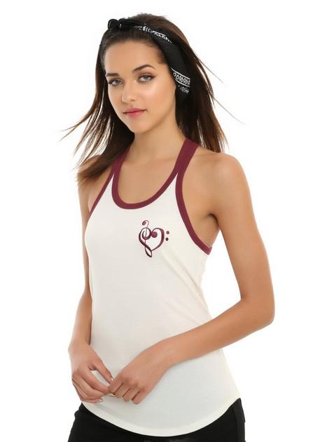 Heart Clef Embroidery Girls Ringer Tank Top | Hot Topic