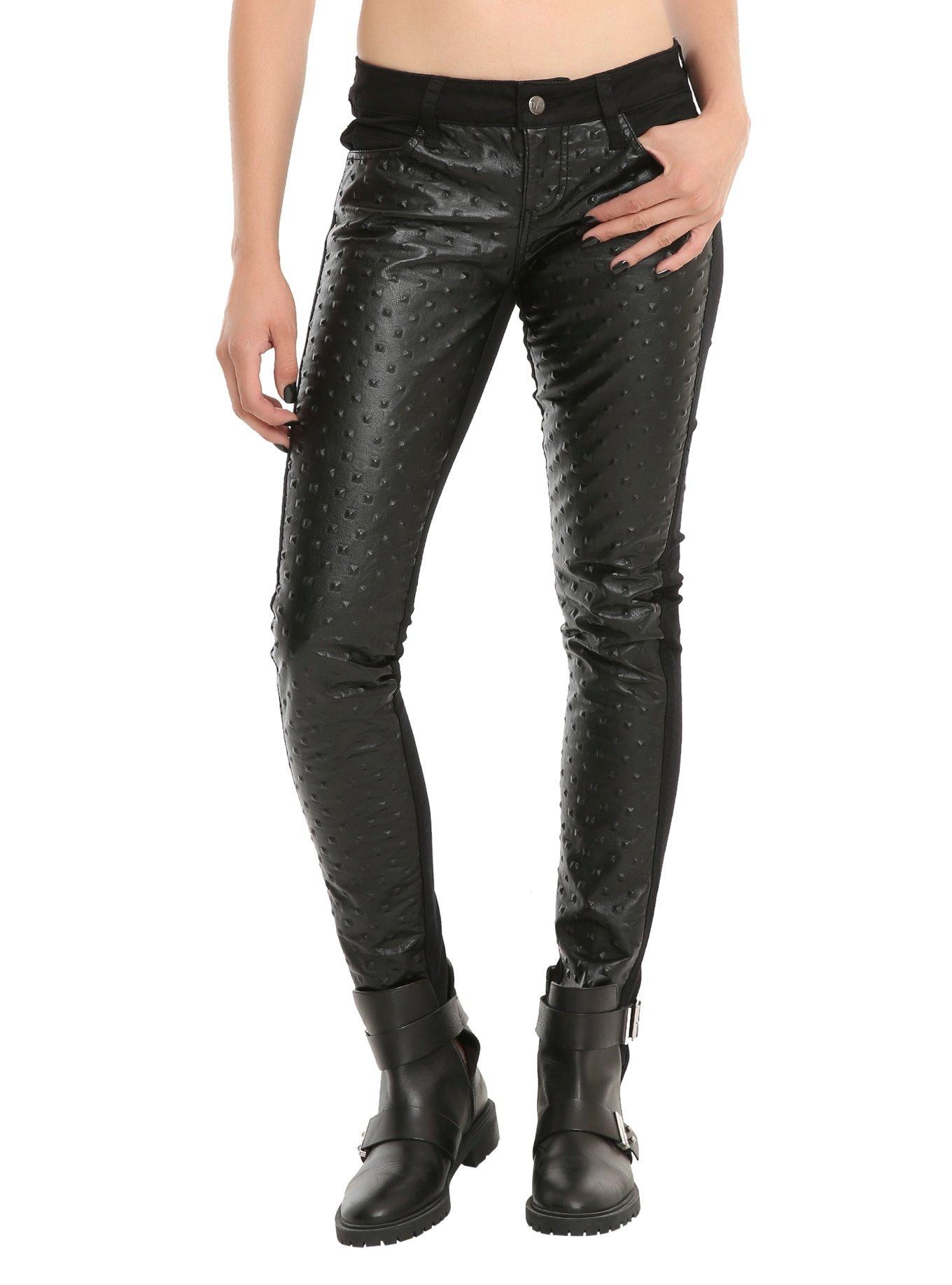 Tripp Black PVC Pyramid Stud Jeans | Hot Topic