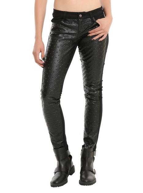 Tripp Black PVC Pyramid Stud Jeans | Hot Topic